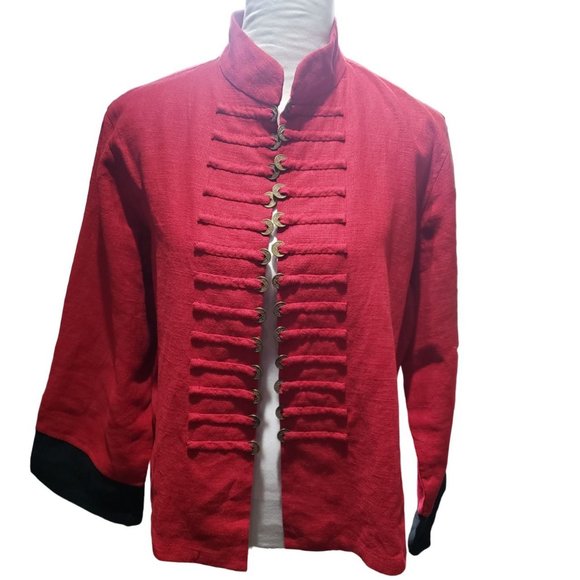 Peacock Ways | Jackets & Coats | Peacock Ways Coin Trim Open Mandarin ...